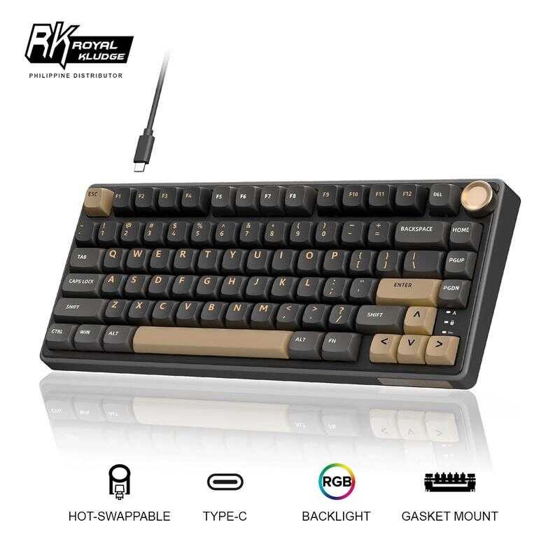 Royal Kludge RK R75 Nical Keyboard Wired With Volume Knob 75% TKL ...
