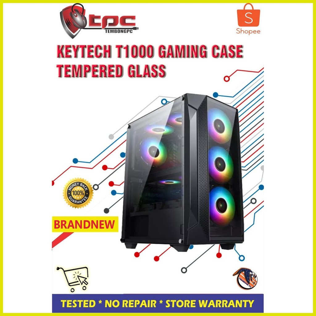 ♂ GAMING CASE T1000 KEYTECH TERMINATOR SERIES VERTICAL GPU CAPABLE ...