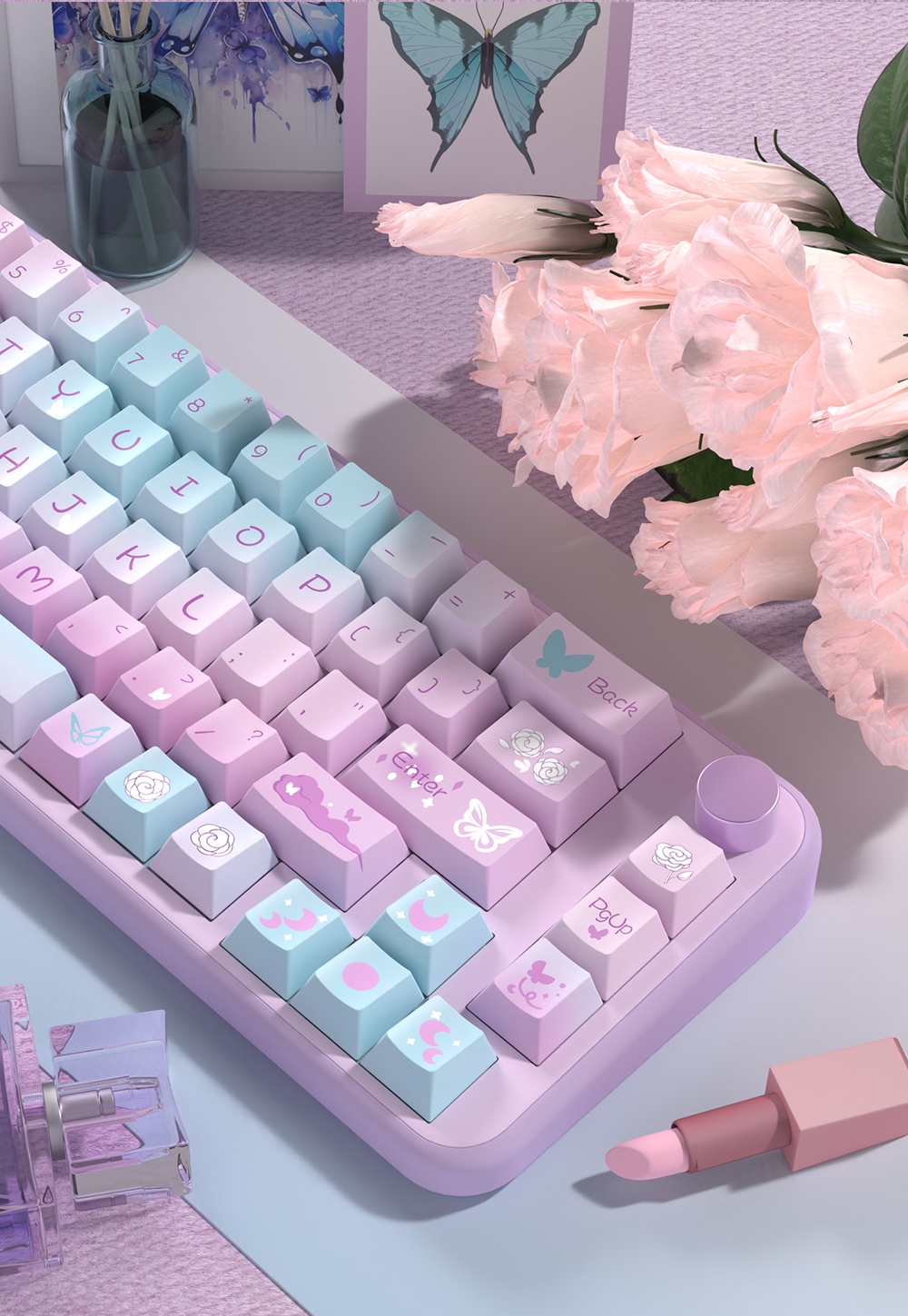 Dream Purple Butterfly Theme Keycap Purple MDA/Cherry High PBT ...