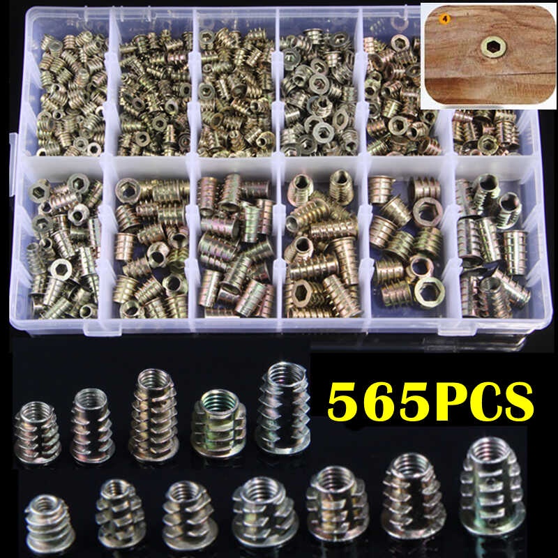 M4/M5/M6/M8 565Pcs M10 Furniture Screw Inserts Bolt Fastener,Threaded ...