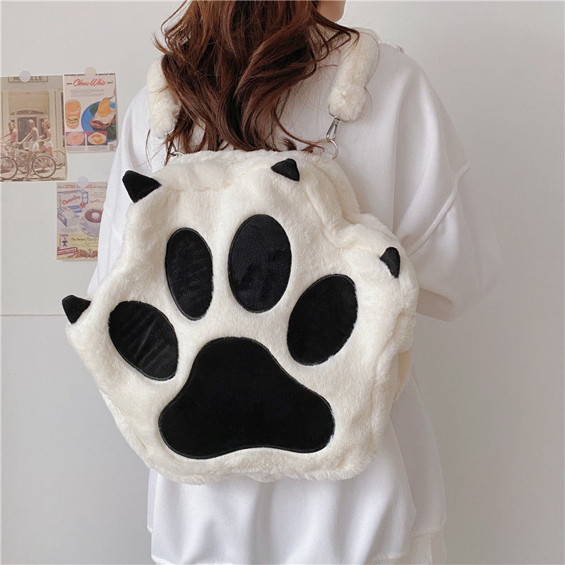Niche Design Girl Heart Cute Dog Paw Cat Paw Small Footprint Backpack ...