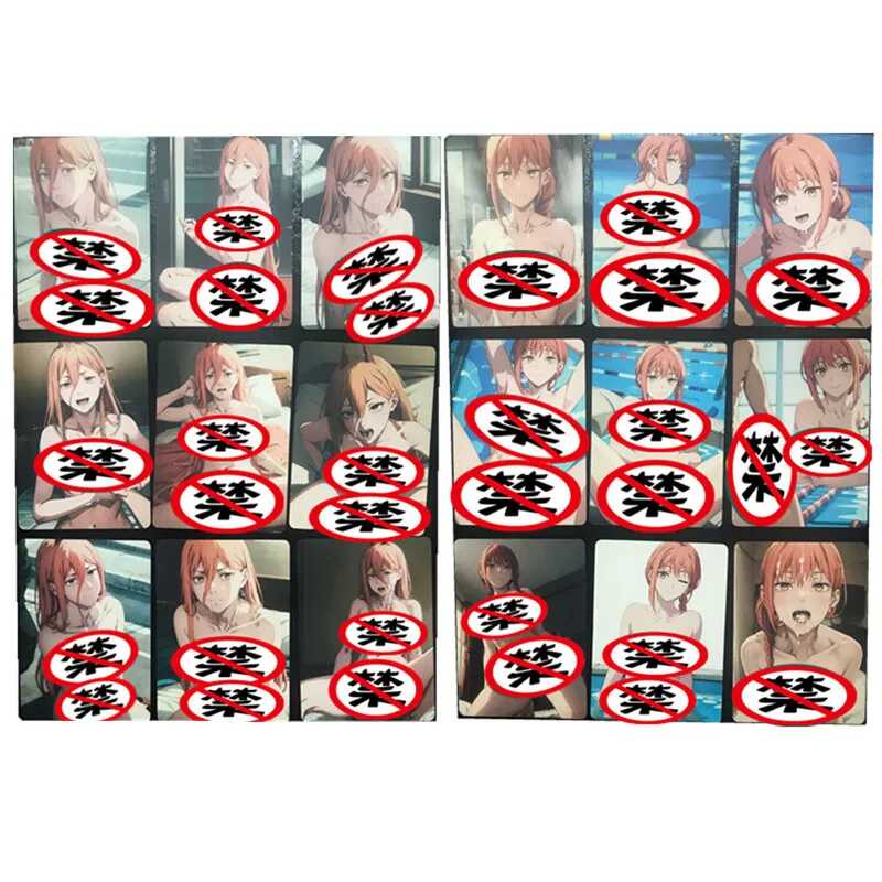 18 Pcsset Anime Sexy Naked Cards Chainsaw Man Power Makima Yoru Girls Boutique Set Hobby Toy