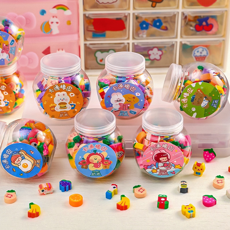 50Pcs Cute Fruit Animal Mini Rubber/ Classroom Stationery Awards For ...