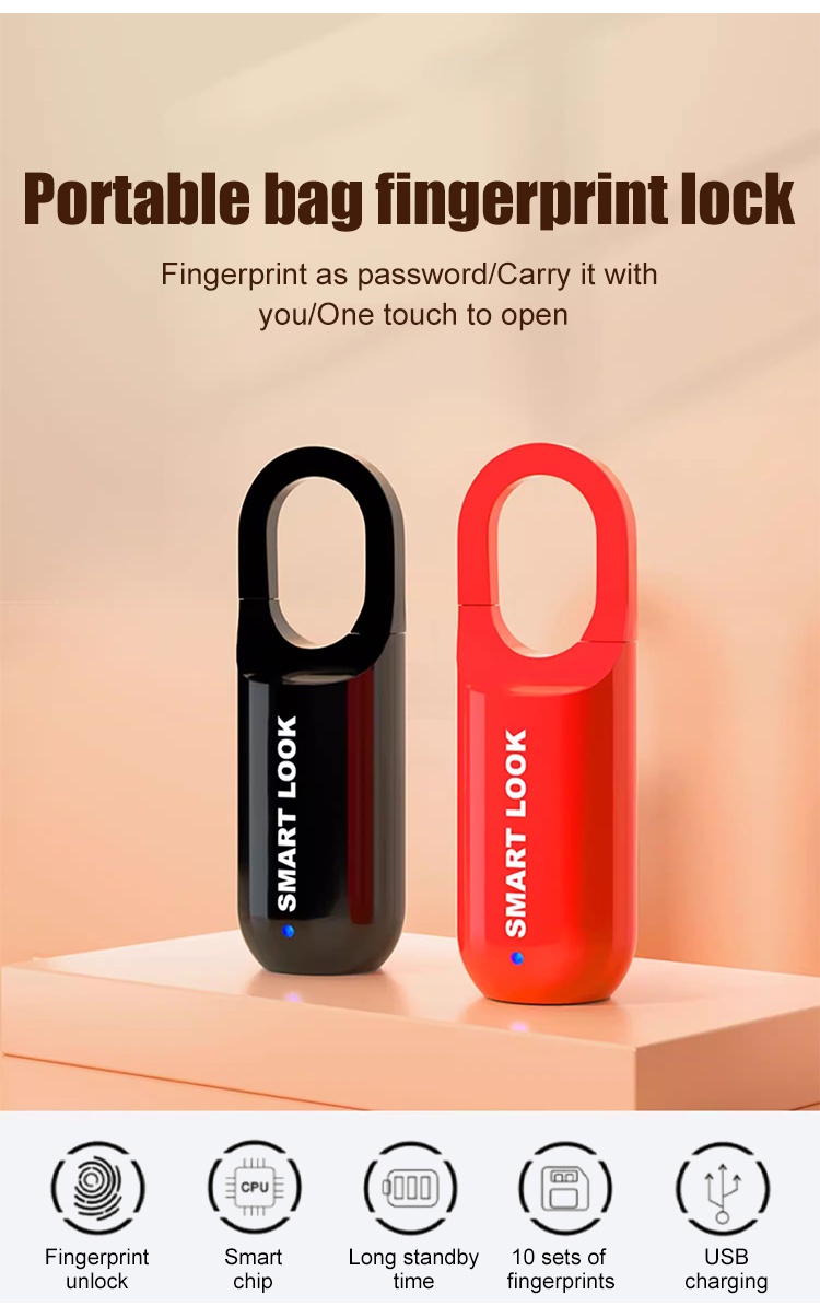Smart fingerprint lock small dormitory smart padlock mini suitcase ...