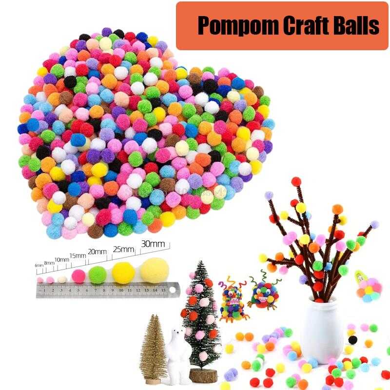 DIY Handmade Children Toys Mini Fluffy Soft Poms Balls Ornament Glitter ...