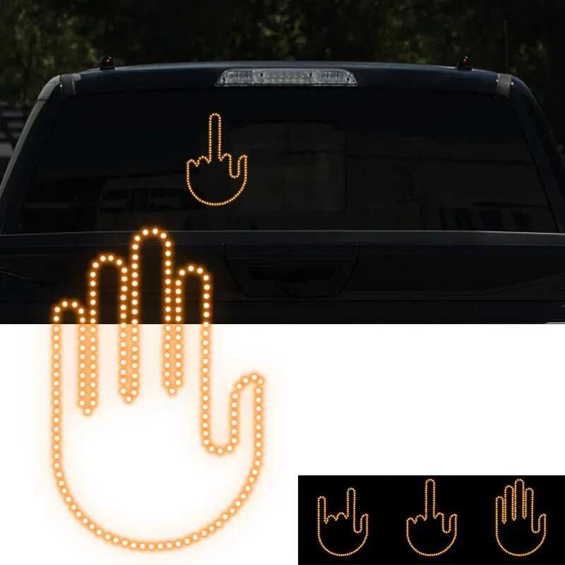 SK LED Illuminated Gesture Light Car Finger Light With Remote Road Rage ...