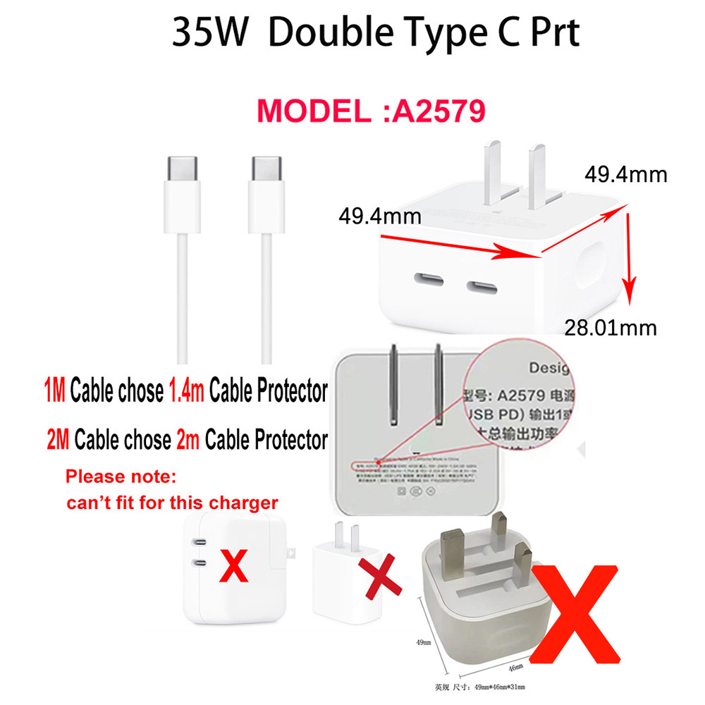 4pcs SET Charger Cover for iPhone 18W 20W model A2244 A2305 PD square ...