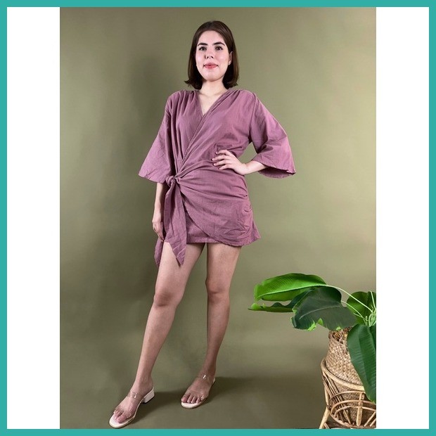 § ๑ Linen Wrap Around Dress (BREE) | Shopee Philippines