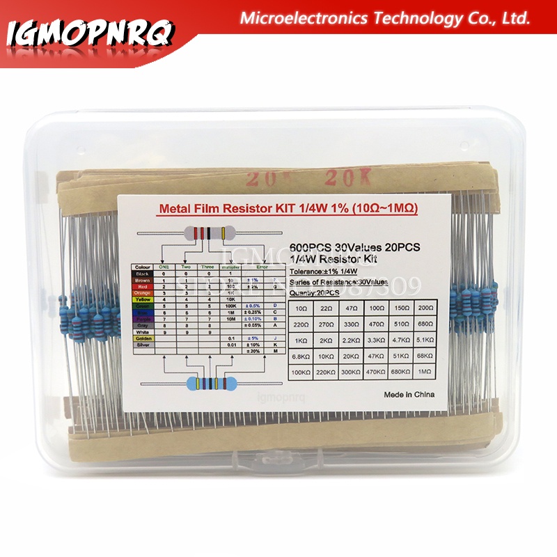 600PCS 30Values* 20PCS 1% 1/4 W resistor pack set diy Metal Film ...