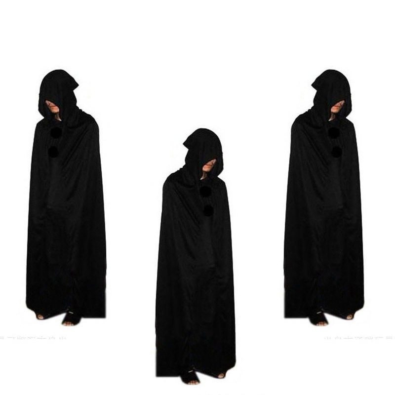 Cloak Cos Halloween Death Vampire Witch Robe Party Adult Black Cape ...