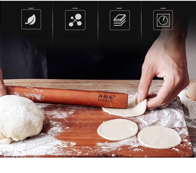 Wooden Rolling Pin for Bread Making Kitchen Rolling Sticks Solid Wood ...