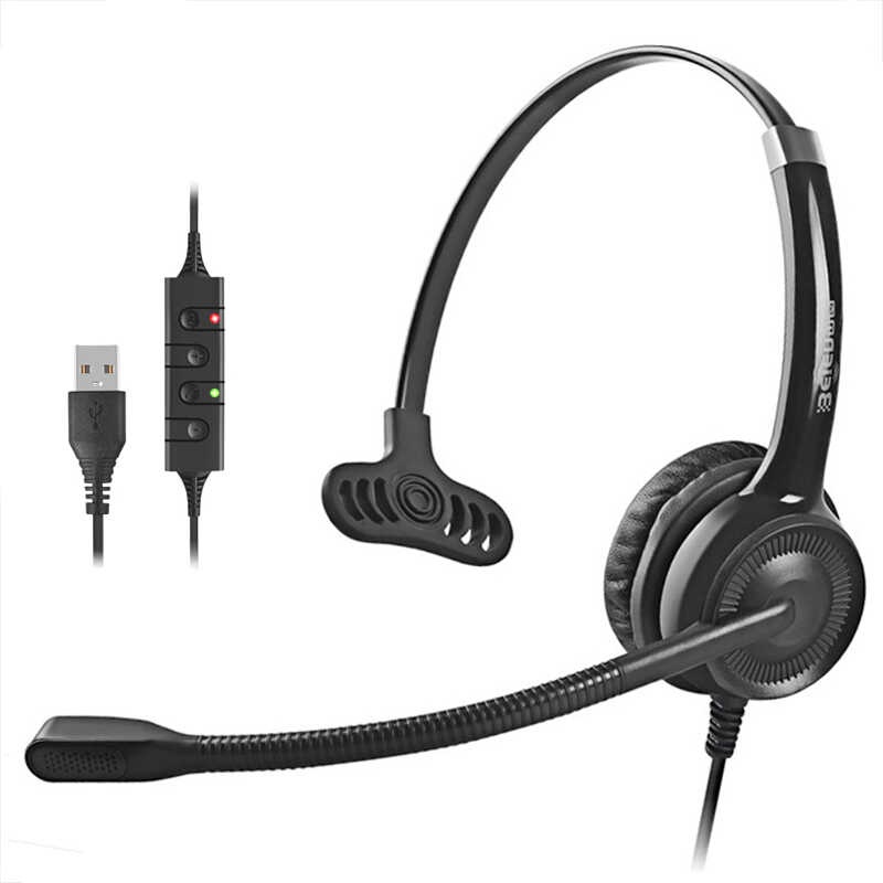Professional Wired Single Ear USB Earphones Headphone Telephone Call ...