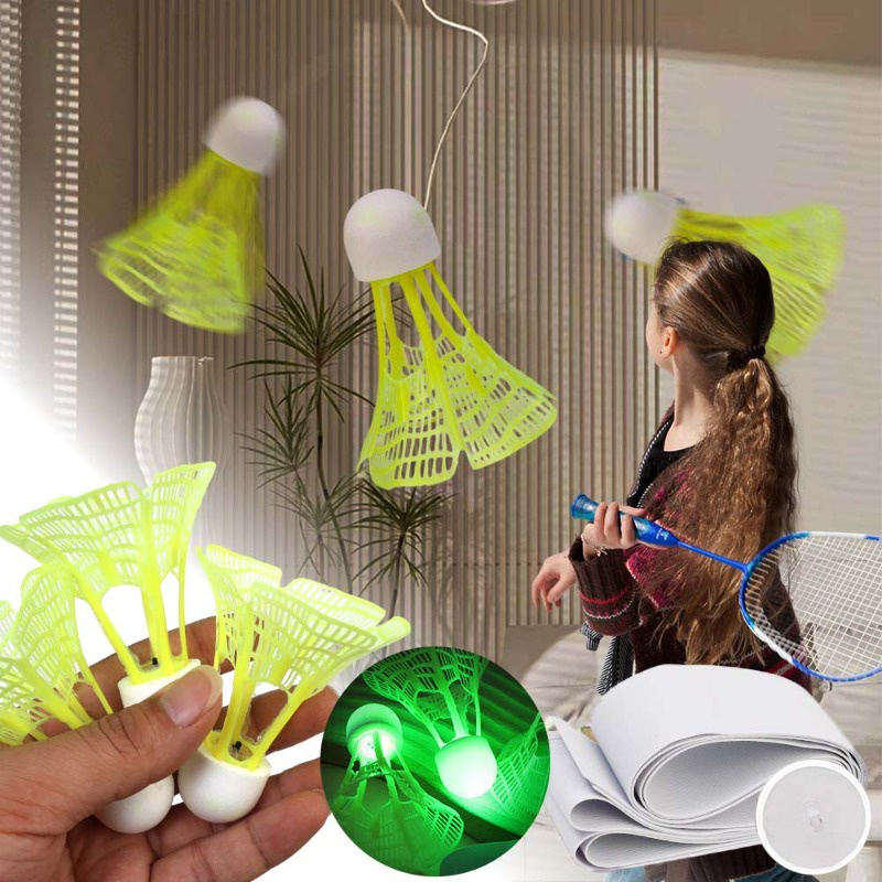 3 Sets Self-Study Badminton Training Kit / Night Light Shuttlecock with ...