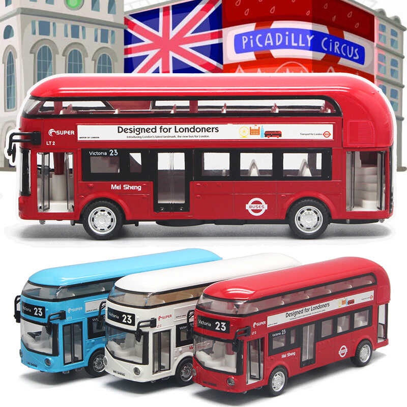 Children's Double-Decker Bus Alloy Toy Car Model Boy London Bus Red ...
