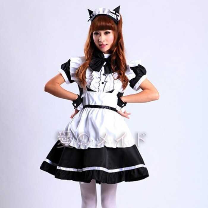 Cute er Lotus Edge Maid Cat Ear Maid Costume COSPLAY Women's ...