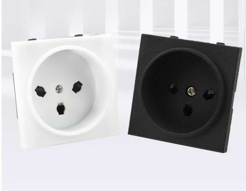 Black 16A Israeli socket with solder free wiring to standard ground pop ...