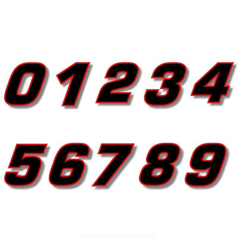 Black Red Aliauto Outline Square Font Number Racing Motorcycle Number ...