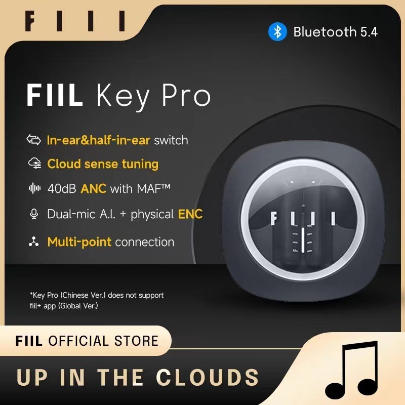 Global version FIIL Key Pro Wireless Bluetooth 5.4 Headphones TWS 40dB ANC MAF Active Noise C ...