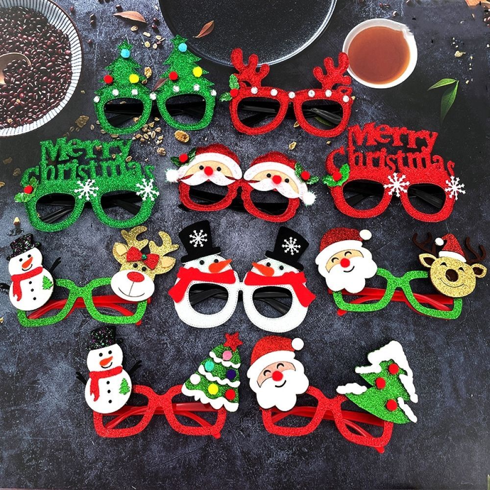 Christmas Glasses Glitter Novelty Fun Eyeglasses Party Christmas ...