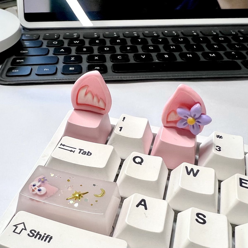 1 Pair Cute Ear Keycaps for Mechanical Keyboard Cross Axis R4 Keycaps ...