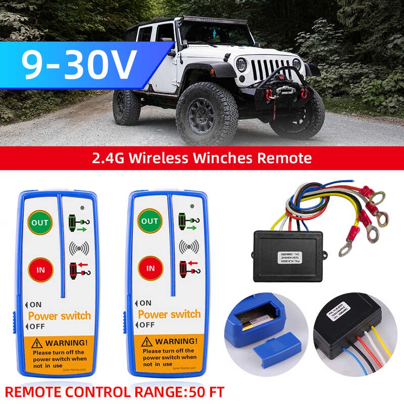 Universal 12V 24V 98ft/30m Car Smart Winch Wireless Remote Control ...