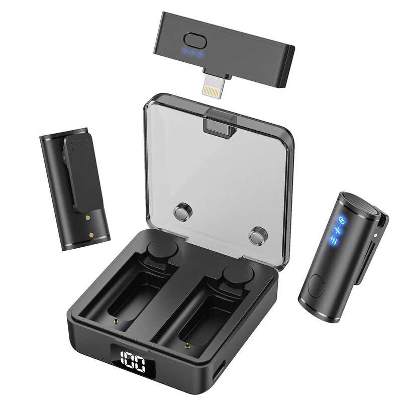 Wireless Microphone Wireless Lapel Microphone For IOS And Android Dual ...