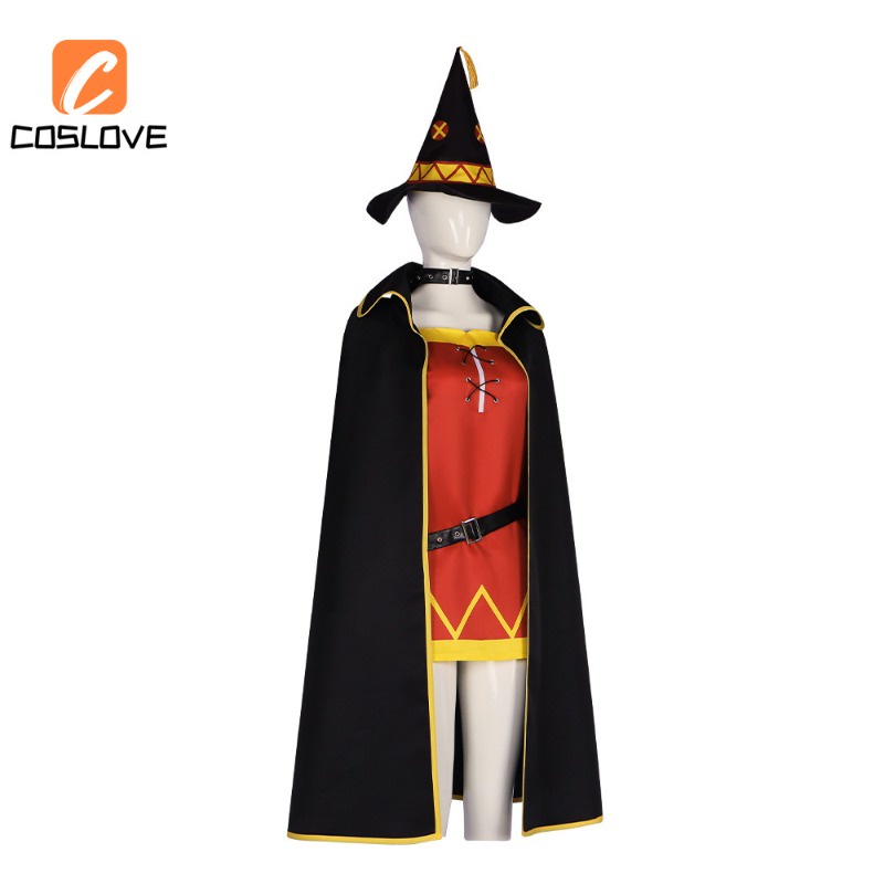 Anime Konosuba Megumin Cosplay Full Set Costume Magician Uniform Long ...