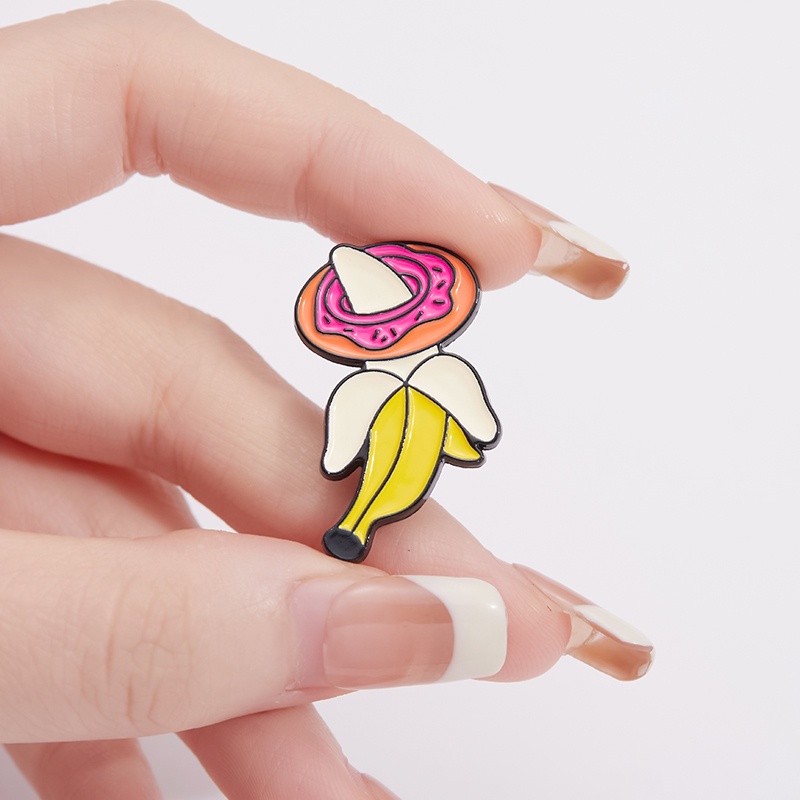 Banana Strawberry Spoof Fruit Series Enamel Pins Human Organ Design Interesting Backpack ...