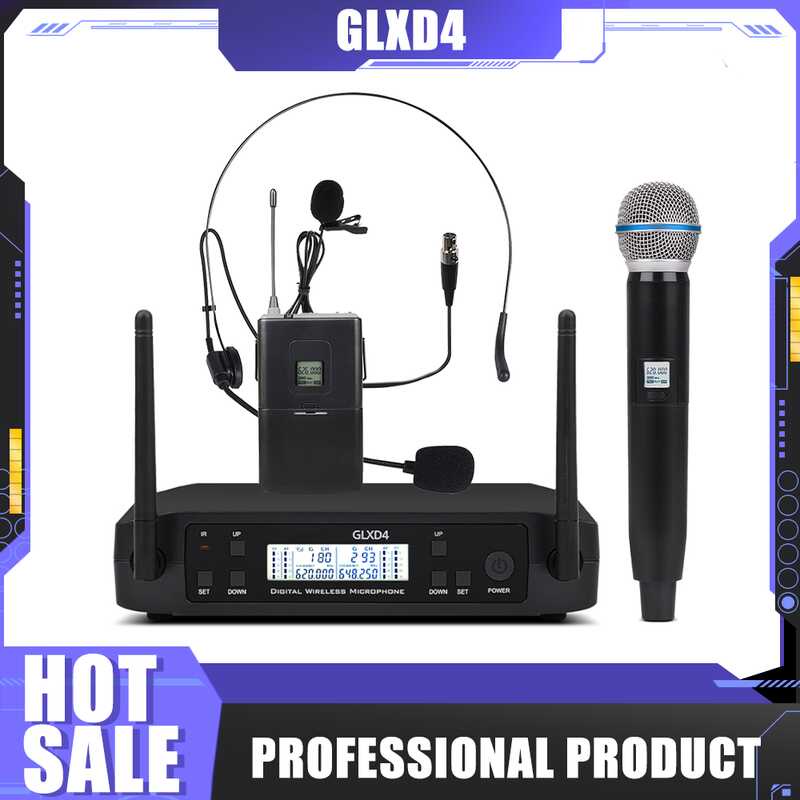 Propesyon GLXD Glxd4 Glxd24 Wireless Microphone Dual Channel System Beta58 Beta 58 Microphone ...