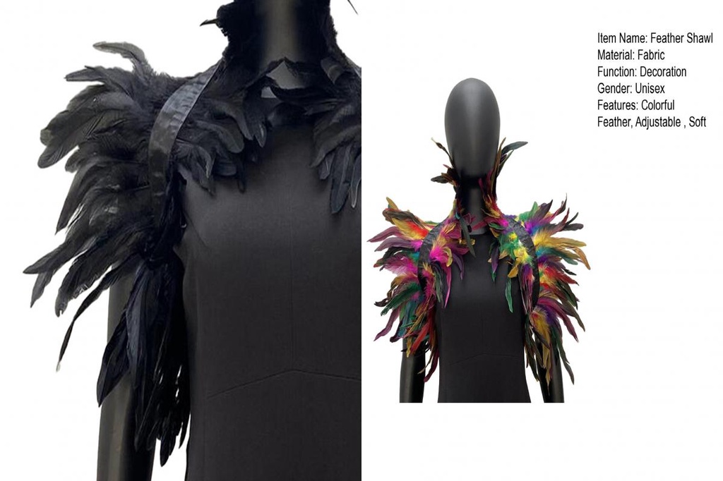 Allergy-free Feather Shawl Bright Colored Feather Shawl Vintage Feather ...