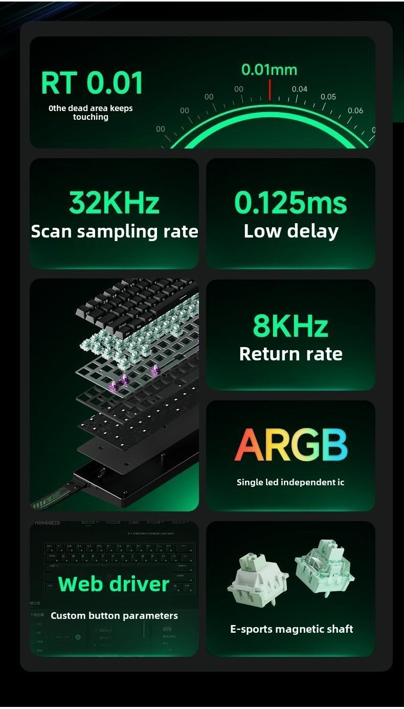 【Local Delivery】FUN60 Pro Max RGB Game Magnetic Switch Esports Keyboard ...