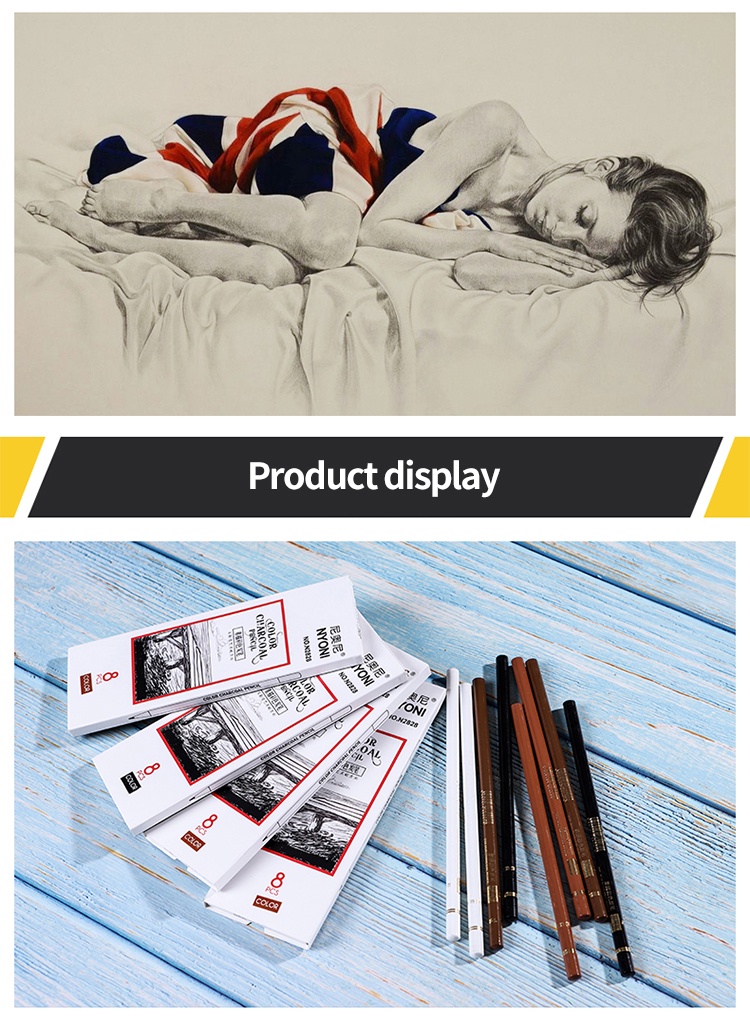 Angel Mark Sketching Colorful Charcoal Pen 8Pcs NYONI Sketch Color ...