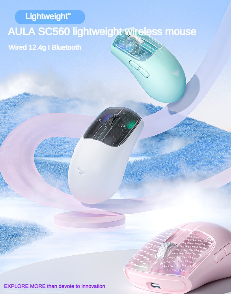 AULA-SC560 Wireless 2.4g Mouse, Bluetooth Wired Triple Mode ...
