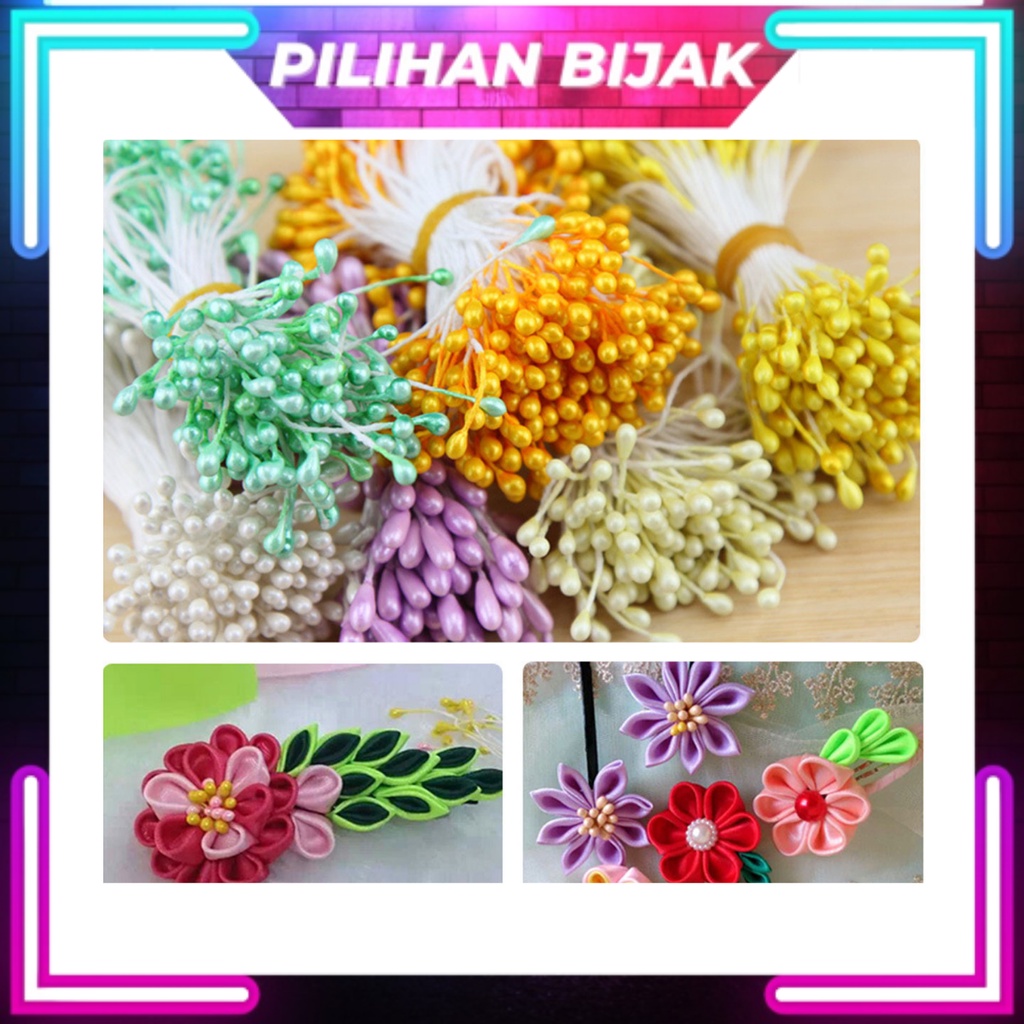 Inti Bunga Diy Kraftangan Stigma Artificial Flower Stamen Pearl Effect ...