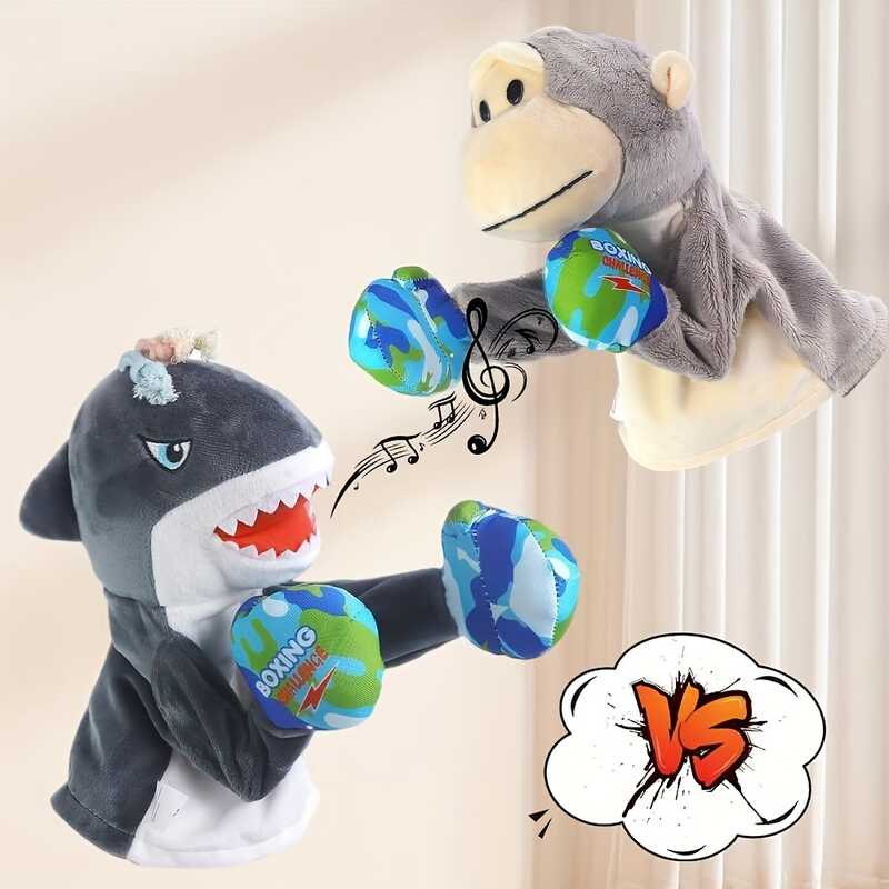 Shark/Monkey/Kangaroo/Dinosaur Hand Puppet Toy, Animal Boxing Plush ...