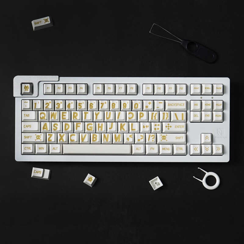 Dye Sub Keycaps 142 Keys Golden Big Letter PBT Keycap Cherry Profile ...