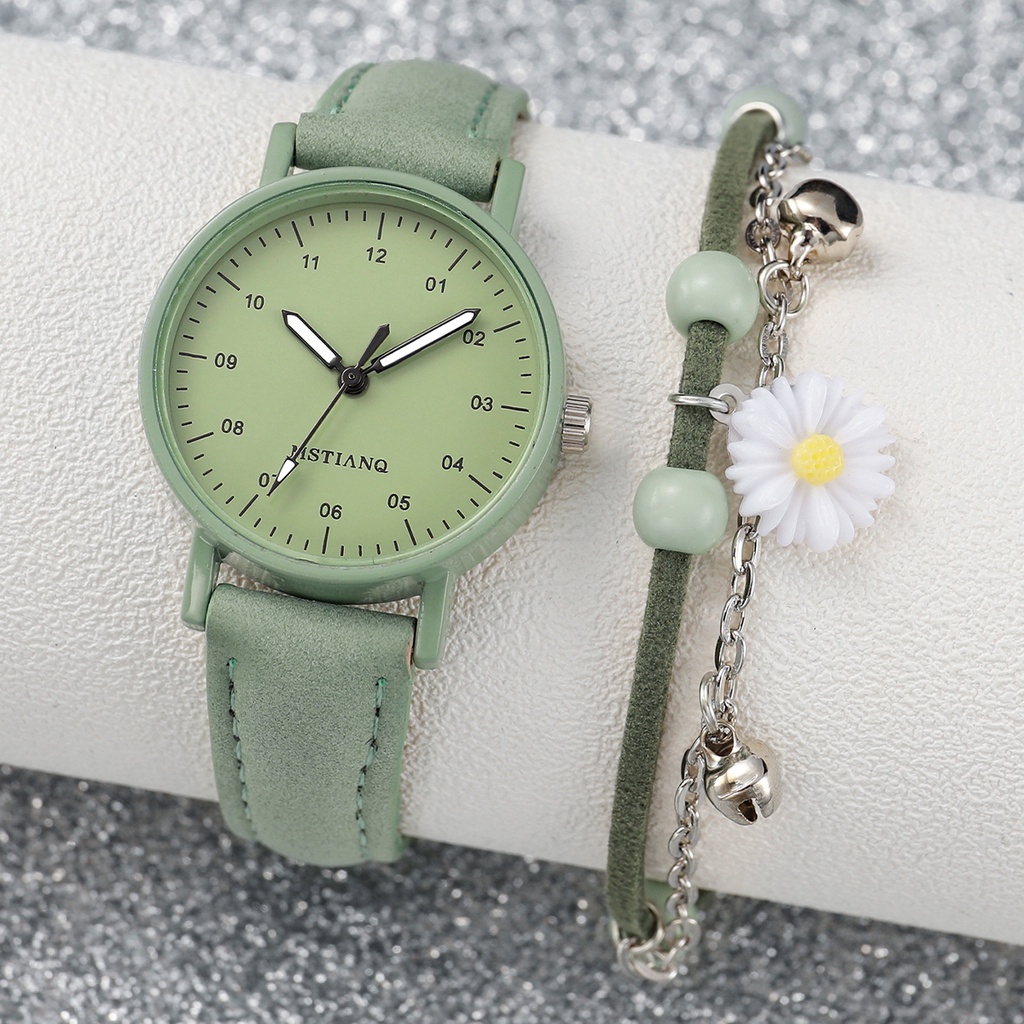 Ladies Fashion Digital Small Dial Quartz Watch Casual Belt Watch+Daisy ...