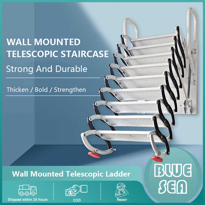 Telescopic Ladder Lifting Wall Mounted Retractable Staircase Home Villa ...