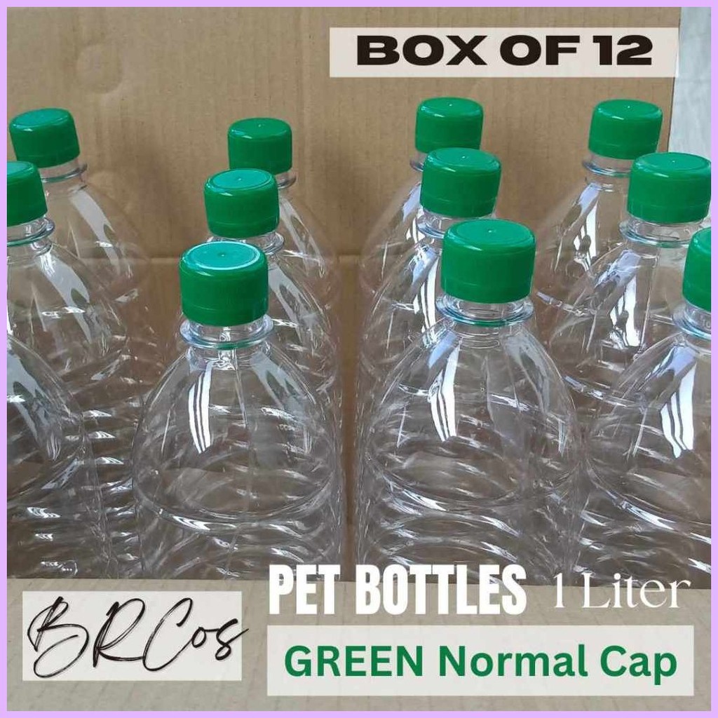BRCos 12 PCS Empty Plastic Bottles 1000 ml/ 1 Liter With Free Sports ...