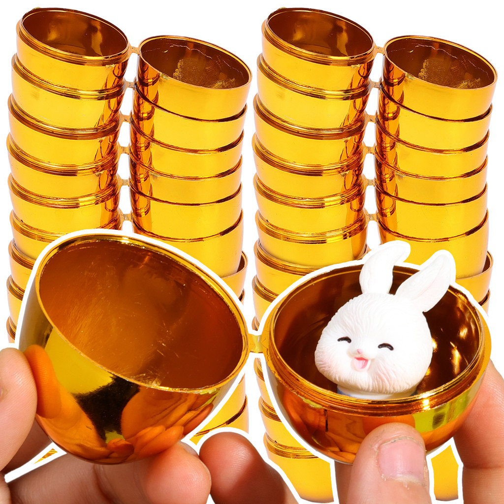DIY Creative Fillable Hollow Golden Plastic Easter Egg Props - Holiday ...