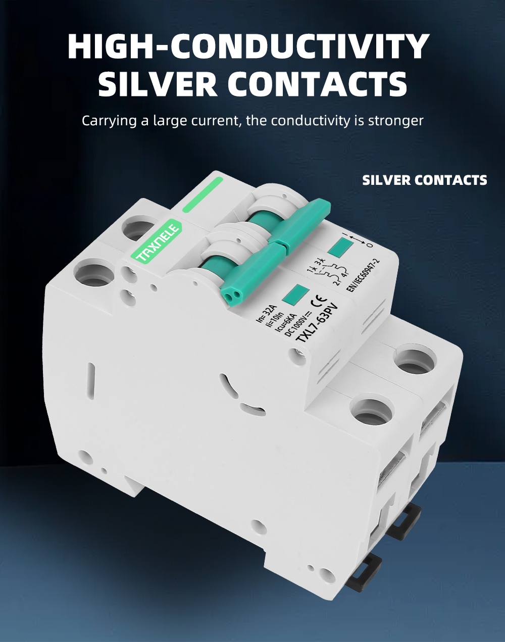 DC MCB Solar Mini Circuit Breaker L7 2P 1000VDC Short Circuit ...