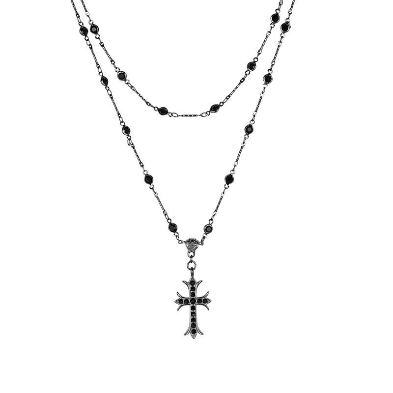 Summer Y2K Gothic Cross Necklace with Double Layers, Hip Hop Style ...