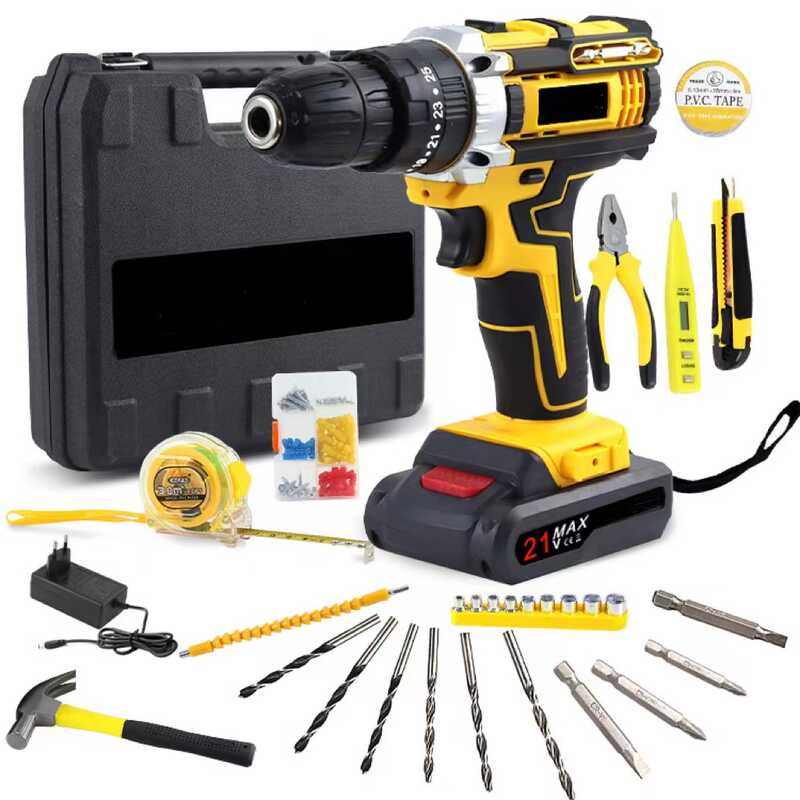 2-Speed Rechargeable Wireless Power Drills Portable Cordless Impact ...