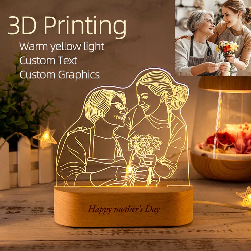 Dropshipping Personalized Acrylic Lamp Customized Photo Text Night ...
