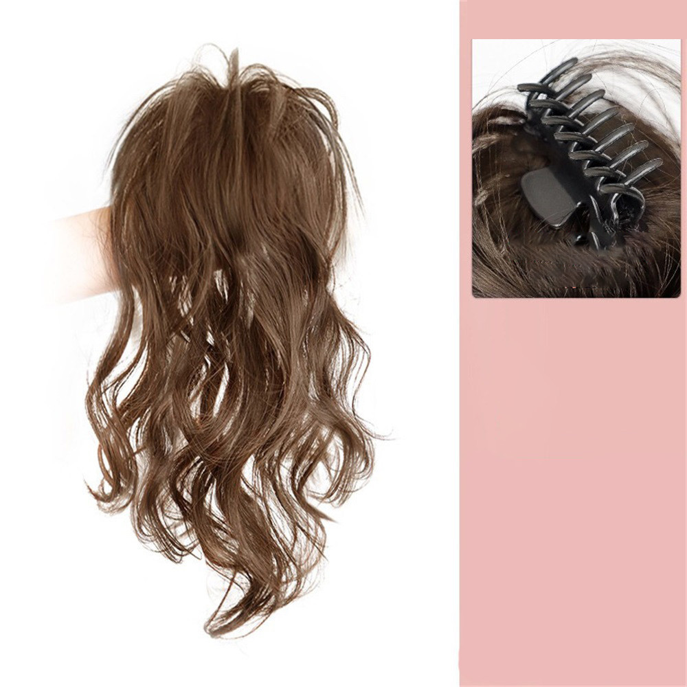 YAN Y2K Girls Fluffy Wavy High Ponytail Clip-on Wig Curly Half Tied One ...