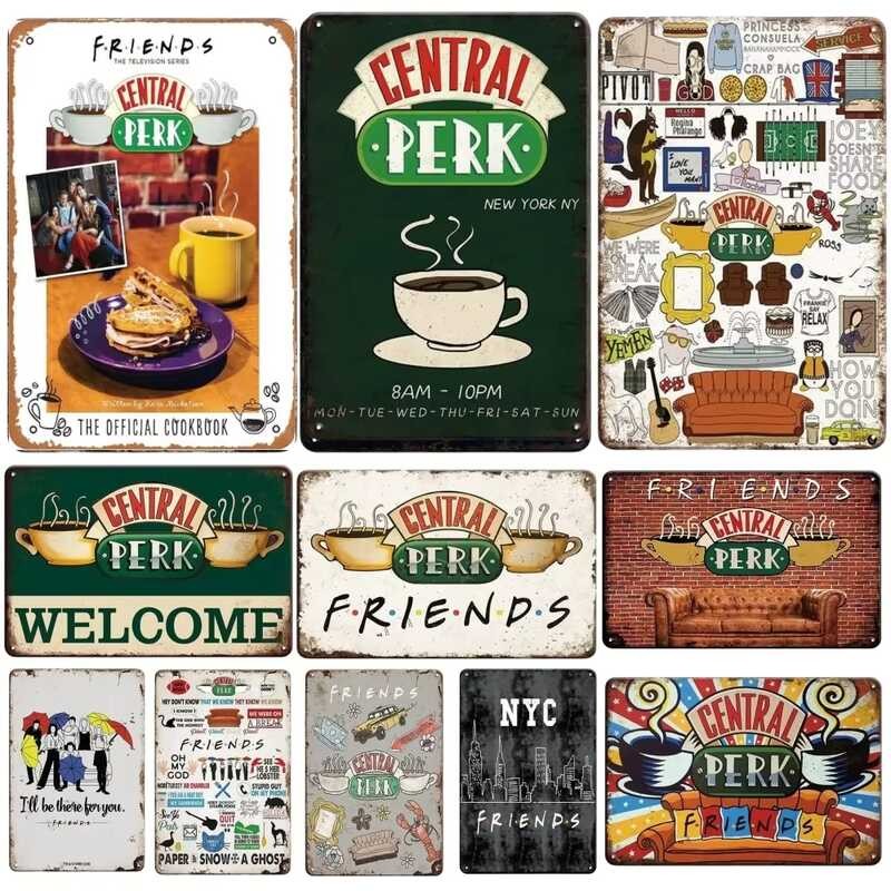 Welcome Central Perk Friend Metal Poster Plaque Vintage Coffee Tin Sign ...