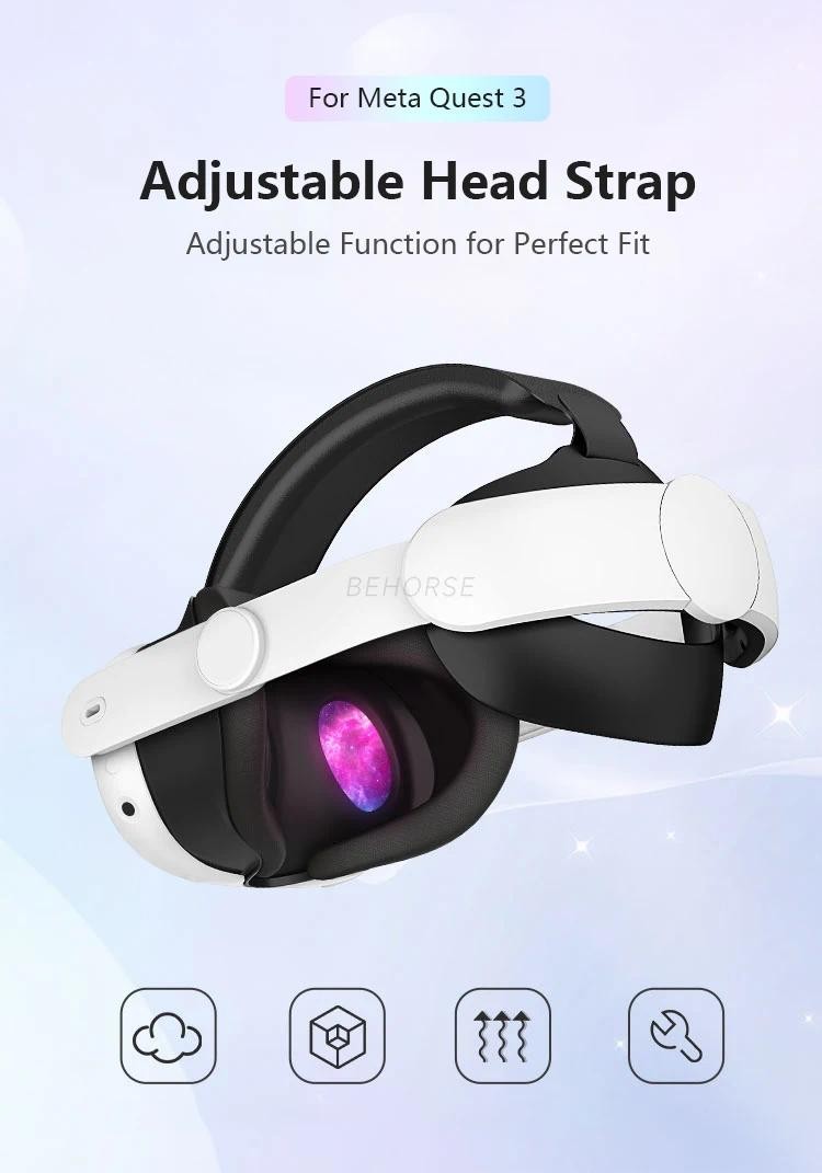 For Meta Quest 3/Quest 3S VR Adjustable Head Strap Comfortable to Wear ...