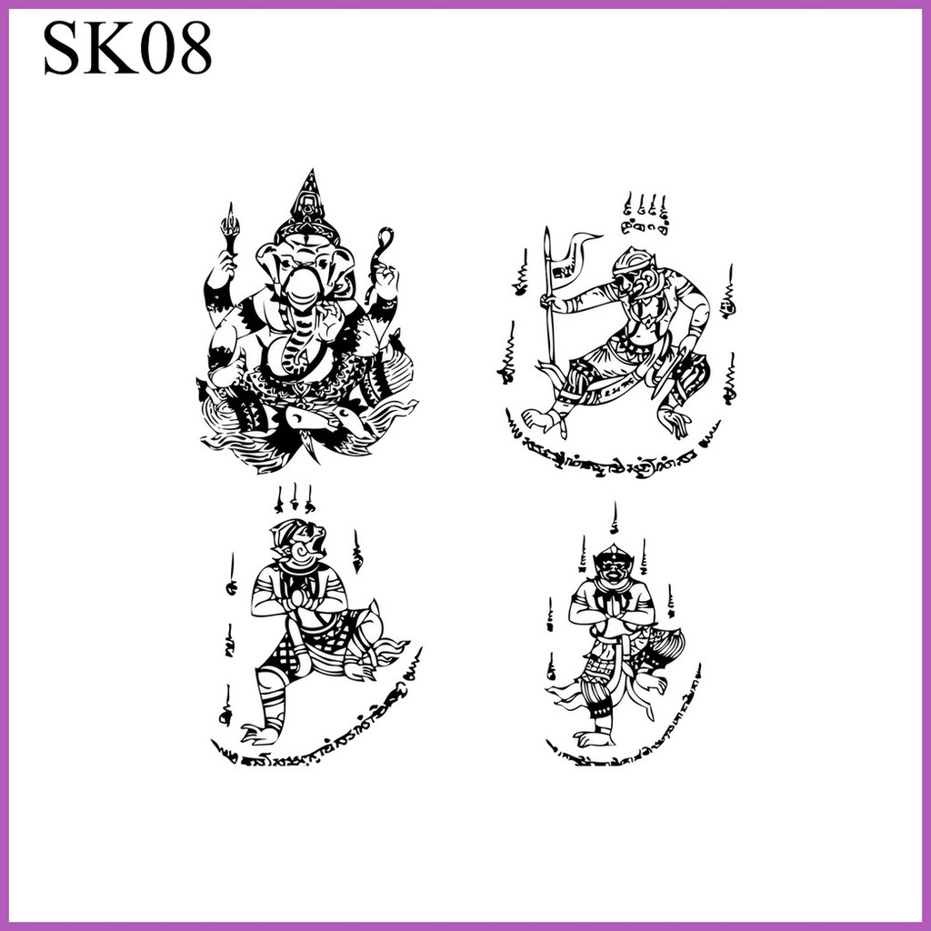 Tatempo Temporary Tattoos - Sak Yant/Thailand/Thai/Muay Thai Bundle ...