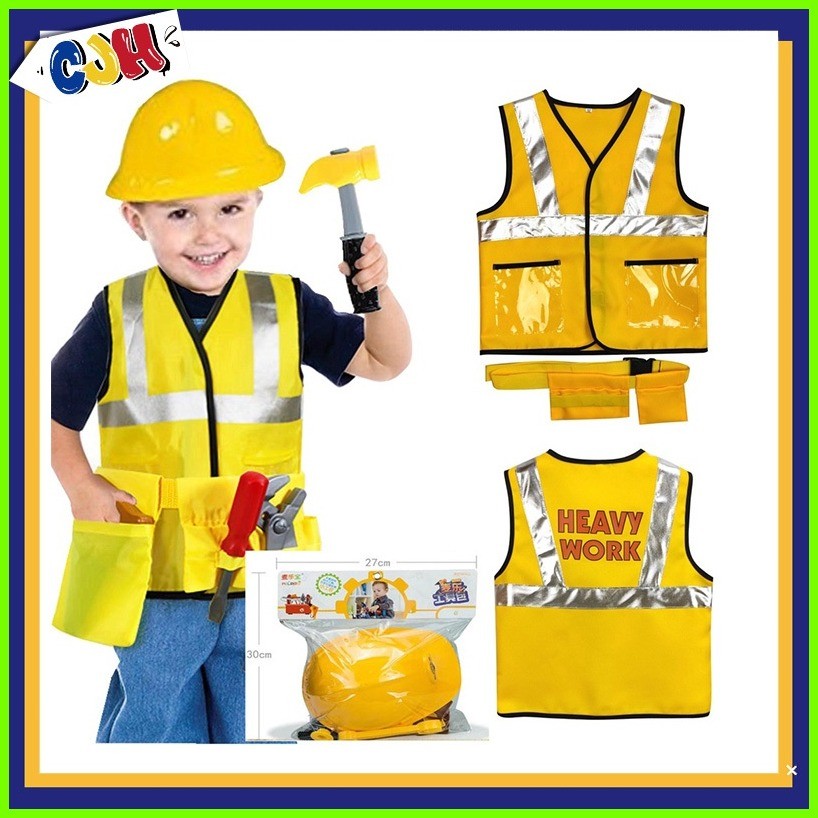 ♠ Construction Worker Safety Vest Costume for Kids Boys Engineer ...