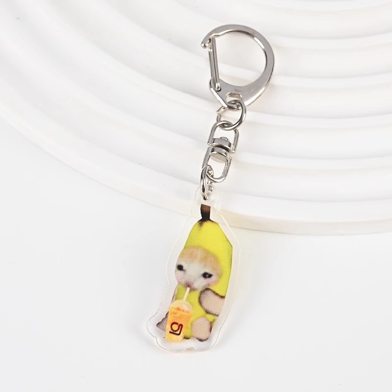 St.kunkka Food Cat Banana Cat Keychain Acrylic Cartoon Keyring | Shopee ...